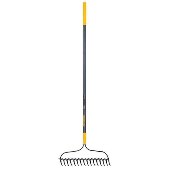 True Temper Double Bow Rake, 16 Tines, 57 in L Fiberglass Handle ...