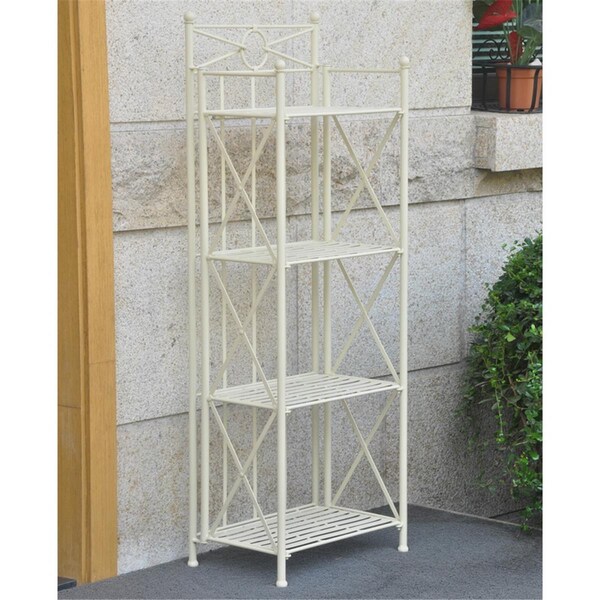 International Caravan Narrow 4-Tier Iron Folding Bakers Rack, White ...