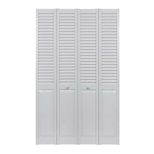 Spectrum 72 x 80 in. Seabrooke PVC Louver over Panel Bifold Door, White ...