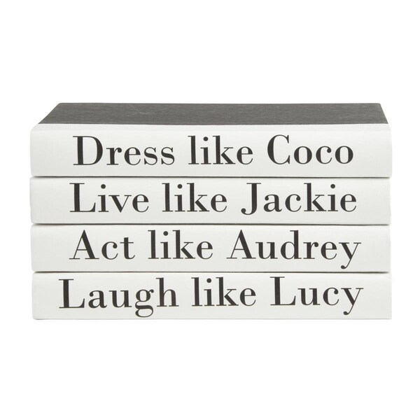 E Lawrence 9.5 in. Decorative Book Stack with Like Quotes - 4 Piece ...