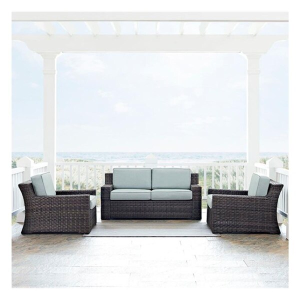 Veranda Beaufort Wicker Patio Sofa Set In Brown and Mist, 3PK VE374324 ...