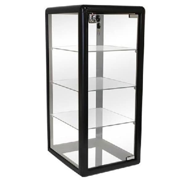 Nine2Five 14 x 27 in Glass Countertop Showcase Tower Display Case Black ...