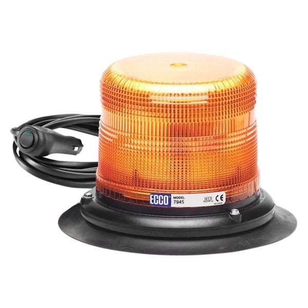 Ecco Low Profile LED Beacon with Vacuum Mount, Amber ECC7945A-VM | Zoro