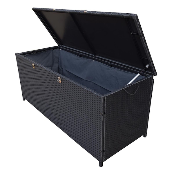 Bbq Innovations 113 gal Indoor & Outdoor Wicker Storage Box Trunk Bin ...