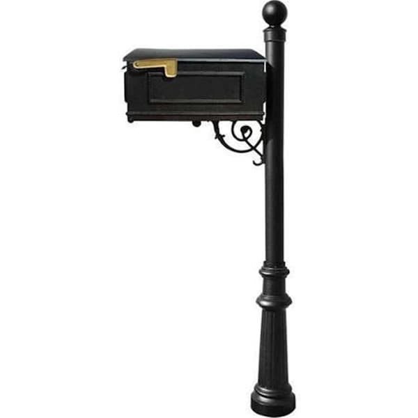 Lewiston Mailbox System with Post Fluted Base & Ball Finial, Black LM ...