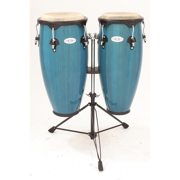 Toca Synergy Series Wood Conga Set with Stand, Bahama Blue 2300BB | Zoro