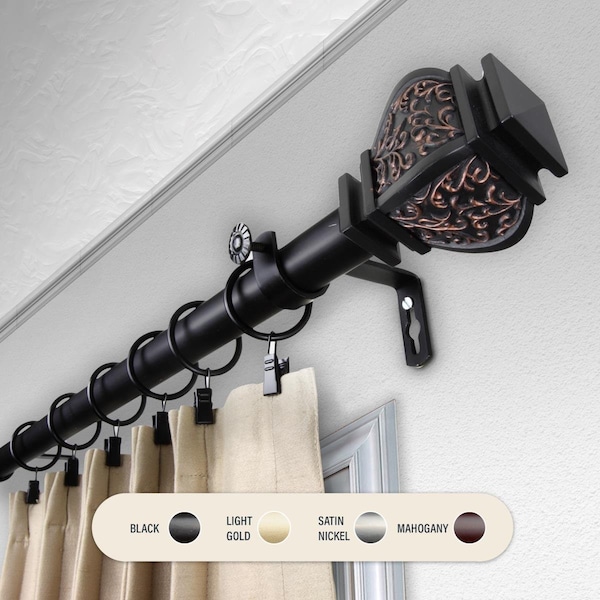Central Design 1 in. Harrison Curtain Rod with 28 to 48 in. Extension ...