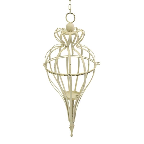 Rustic Arrow Wrought Iron White Hanging Lantern 11882 | Zoro