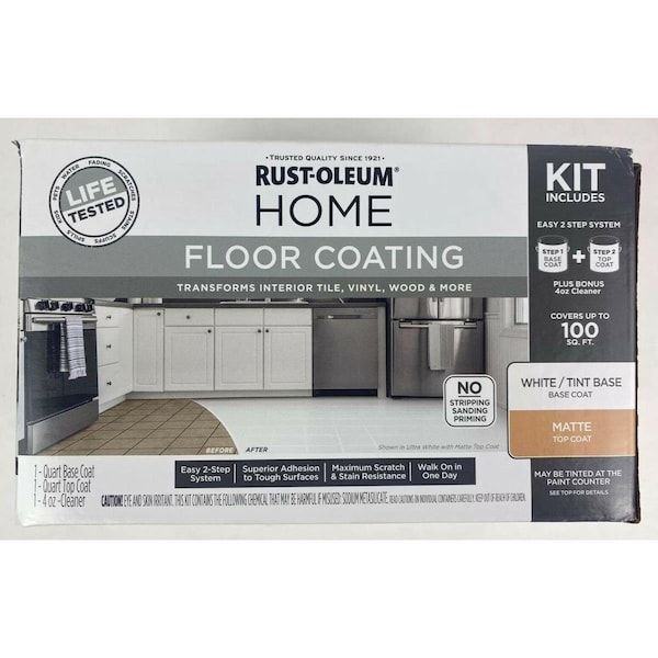 Zinsser Rustoleum White Semi-Gloss Tile Wood Vinyl Floor Coating Kit ...