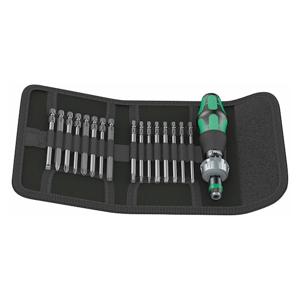 Wera Ratcheting Screwdriver Handle with Assorted Bits, 17 Piece ...