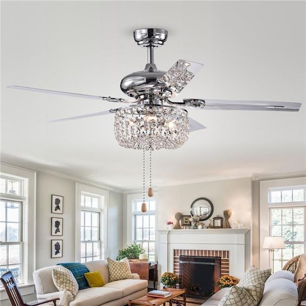 Warehouse Of Tiffany CFL-8110CHA 49.2 in. Silver Indoor Hand Pull Chain ...