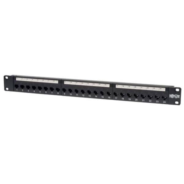 Evolve Patch Panel 24-Port 1U Rackmount Cat6 Feed Through RJ45 Ethernet ...