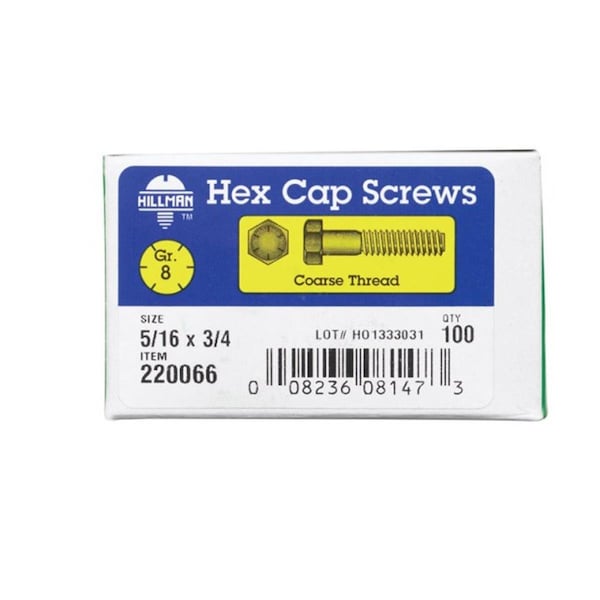 Hillman 220066 0.312 x 0.75 in. NC-Y Grade 8 Hex Head Cap Bolt 2485175 ...