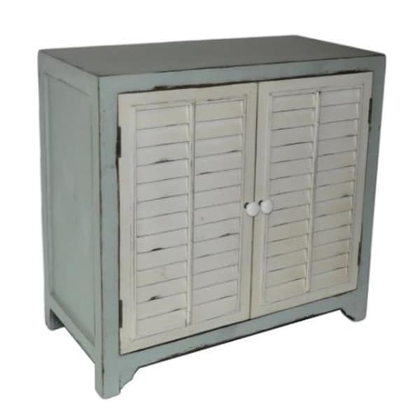 Made-To-Order Shabby Blue Cabinet with White Shutter Cabinet Doors ...