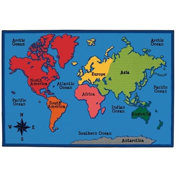 Carpets For Kids Carpets for Kids 72.86 World Map 6 ft. x 9 ft. 72.86 ...