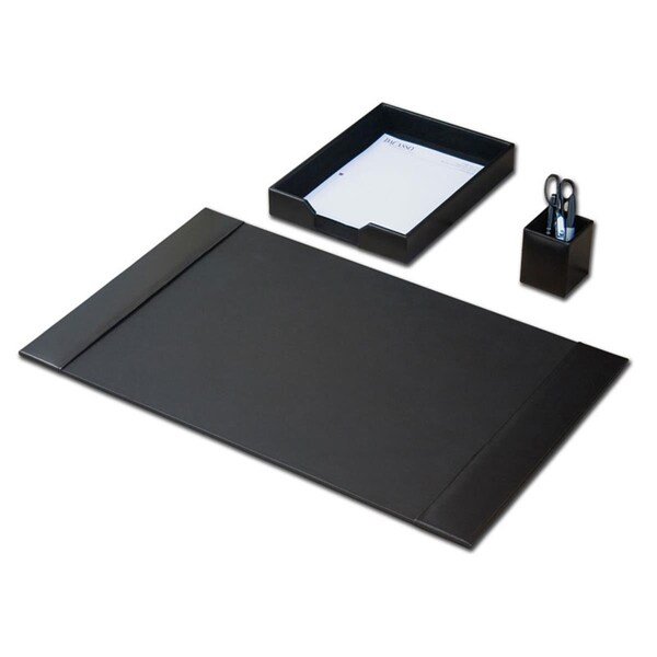 Workstation Black Bonded Leather Desk Set, 3PK TH268904 | Zoro