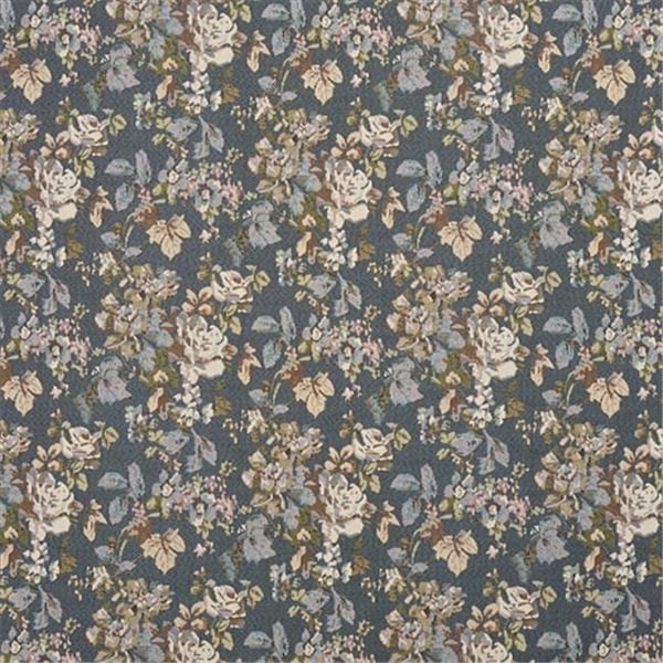 Designer Fabrics H864 54 in. Wide Blue; Ivory And Green; Floral Bouquet ...