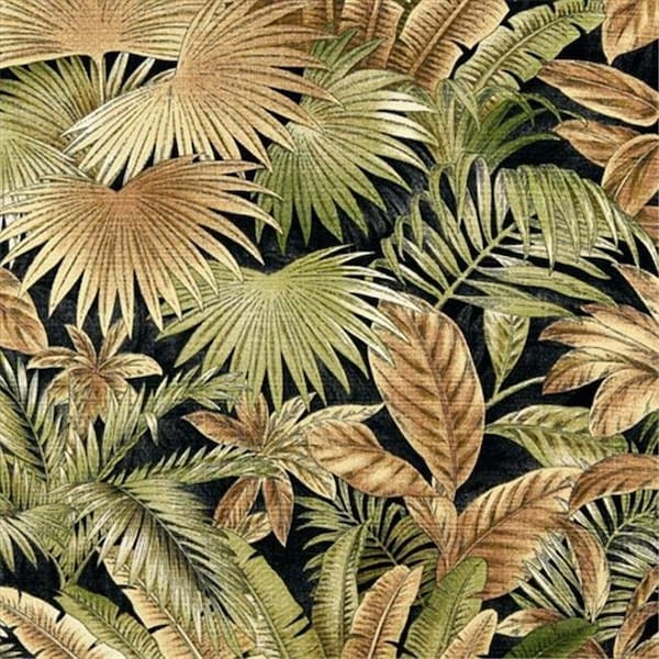 Designer Fabrics E351 54 in. Wide Black; Brown And Green; Floral Leaf ...