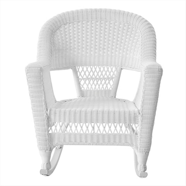 Jeco W00206R-B-2 White Rocker Wicker Chair - Set 2 W00206R-B_2 | Zoro