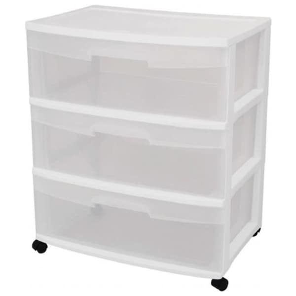 Sterilite Sterilite 3 Drawer White Wide Storage Drawer Cart 29308001 ...