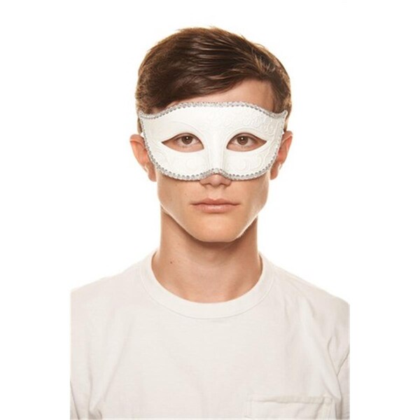 Perfectpretend White Plastic Masquerade Mask with Glitter PE366240 | Zoro