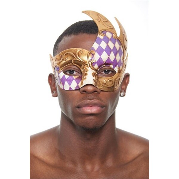 Perfectpretend Purple & Gold Plastic Venetian Masquerade Mask PE2606864 ...
