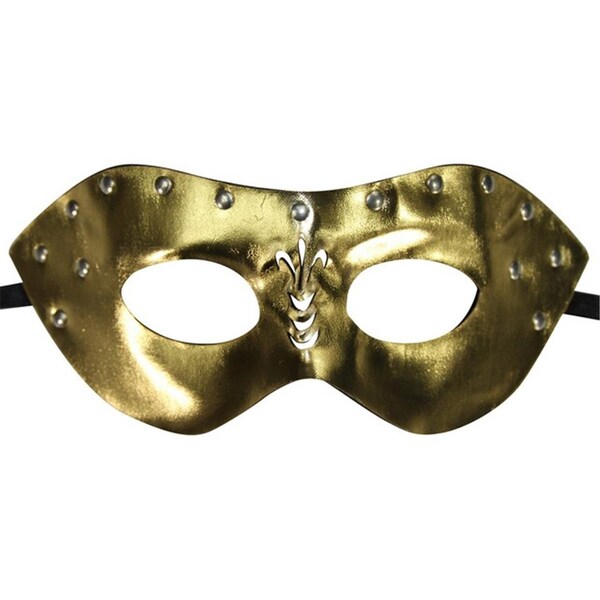 Perfectpretend Gold Faux Leather Masquerade Mask with Studs PE655814 | Zoro