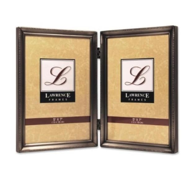 Blueprints Antique Pewter 5x7 Hinged Double Picture Frame - Bead Border ...
