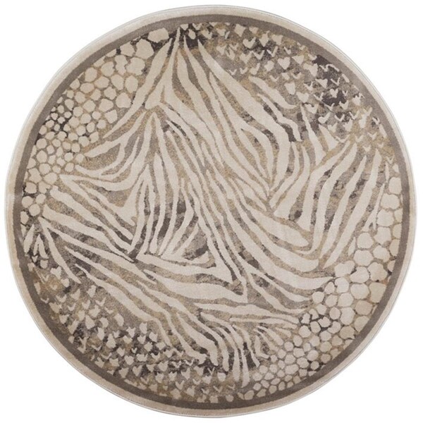 Auric 3808-0024-CREAM Garda Round Animal Print Rugs, Cream - 5 ft. 3 in ...