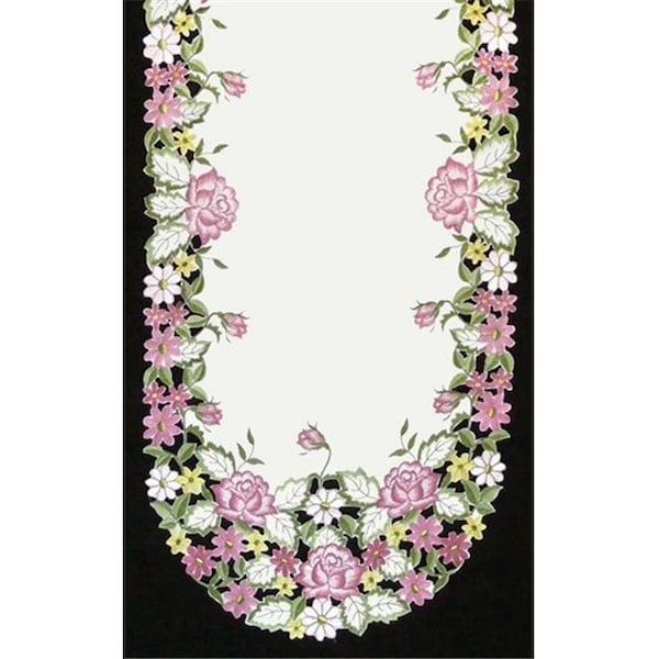 Sinobrite H0893 Pink Rose & Yellow Daisy Round Doily; 24 in. H0893(024 ...