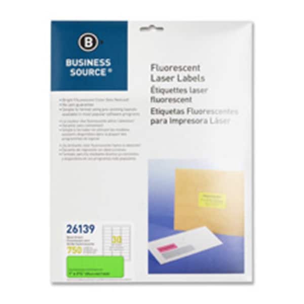 Business Source Laser Labels- Fluorescent- 1 in. x 2.63 in.- 750-PK ...