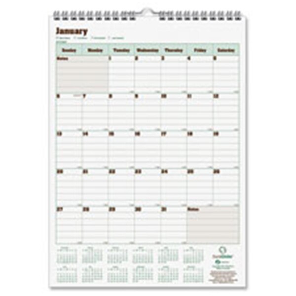 Rediform Monthly Wall Calendar, 12 in. x 17 in., White REDC171203 | Zoro