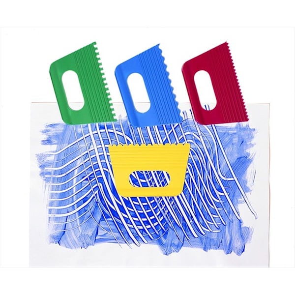 School Smart 085829 3 x 5 In. Plastic Assorted Design Paint Scraper Set ...