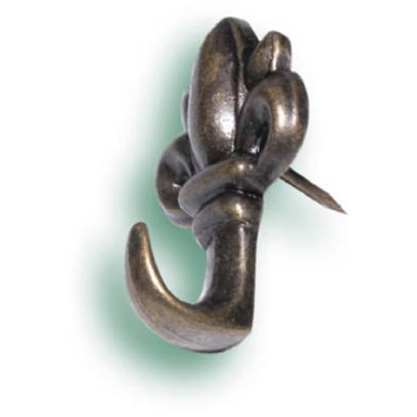 Hillman Fasteners 122261 Antique Brass Fleur-De-Lis Push Pin Hanger; 3 ...