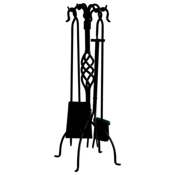 Uniflame F-1053 5 PC BLACK WROUGHT IRON FIRESET WITH CENTER WEAVE F ...