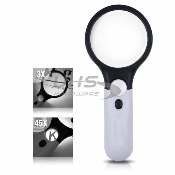 Uhs Hardware Magnifying Glass with 3 LED Lights 3X 45X UHS-MAG-GLASS | Zoro