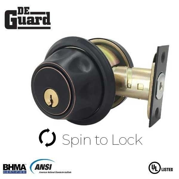 Deguard Spin To Lock Deadbolt - Oil Rubbed Bronze (Black) - SC1 Keyway ...