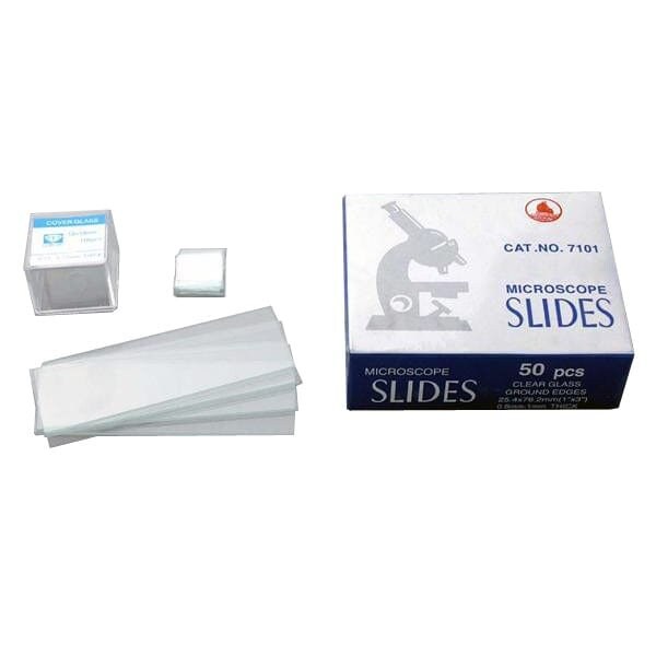 Amscope 50pc Pre-Cleaned Blank Microscope Slides and 100pc Square Cover ...