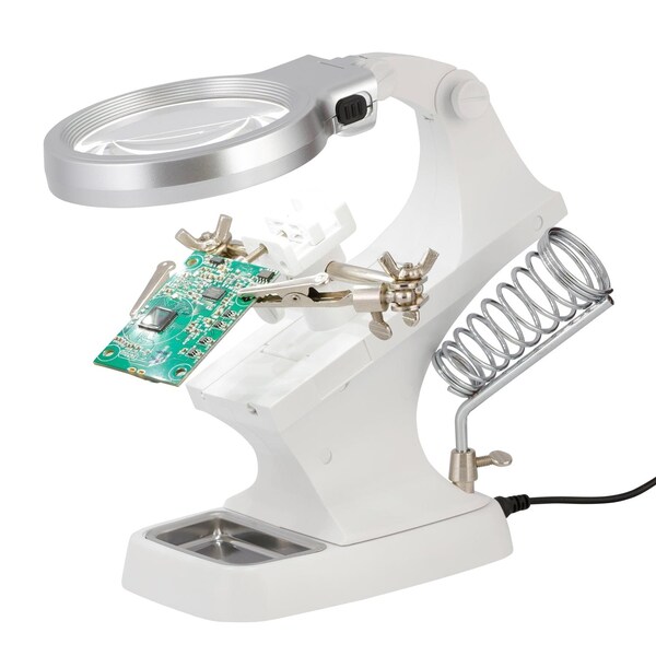 Amscope Multifunctional Circuit Board Holder & Magnifier w/ LED Light ...