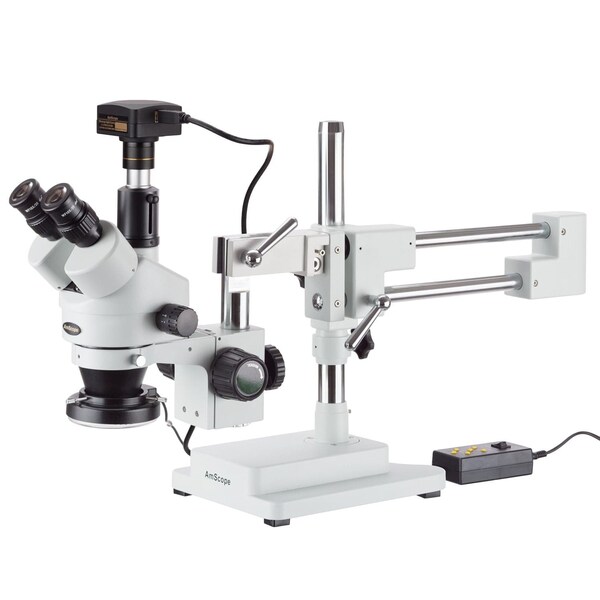 Amscope 3.5X-90X Trinocular Stereo Microscope With 4-Zone 144-LED Ring ...