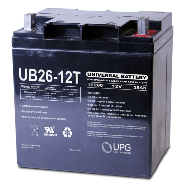 Upg Sealed Lead Acid Battery, 12 V, 26Ah, UB26-12T, L2 (L Type Tab ...