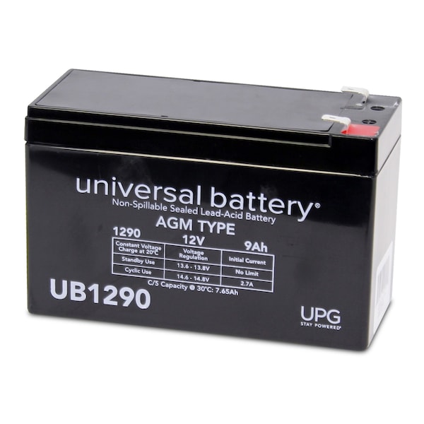 Upg Sealed Lead Acid Battery, 12 V, 9Ah, UB1290, F2 Faston Tab Terminal ...