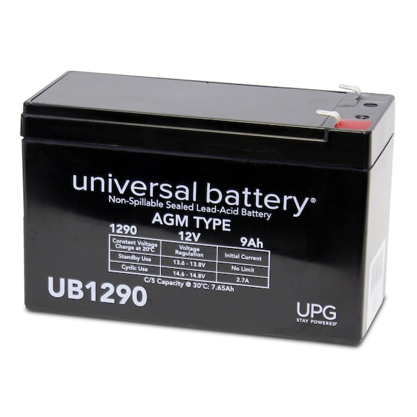 Upg Sealed Lead Acid Battery, 12 V, 9Ah, UB1290, F1 Faston Tab Terminal ...