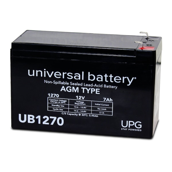 Upg Sealed Lead Acid Battery, 12 V, 7Ah, UB1270, F1 Faston Tab Terminal ...