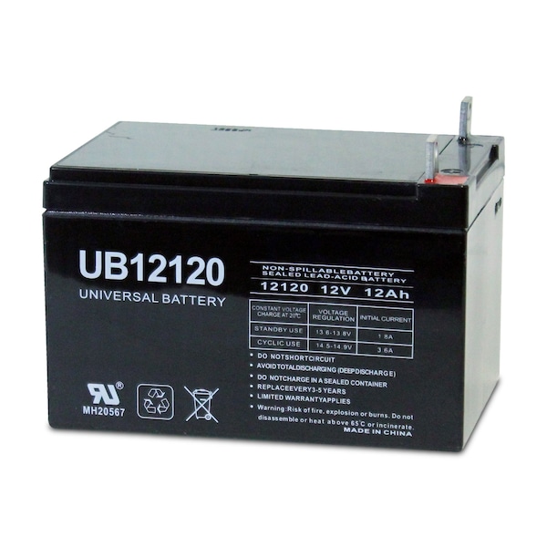 Upg Sealed Lead Acid Battery, 12 V, 12Ah, UB12120, T5 Tab Terminal, AGM ...