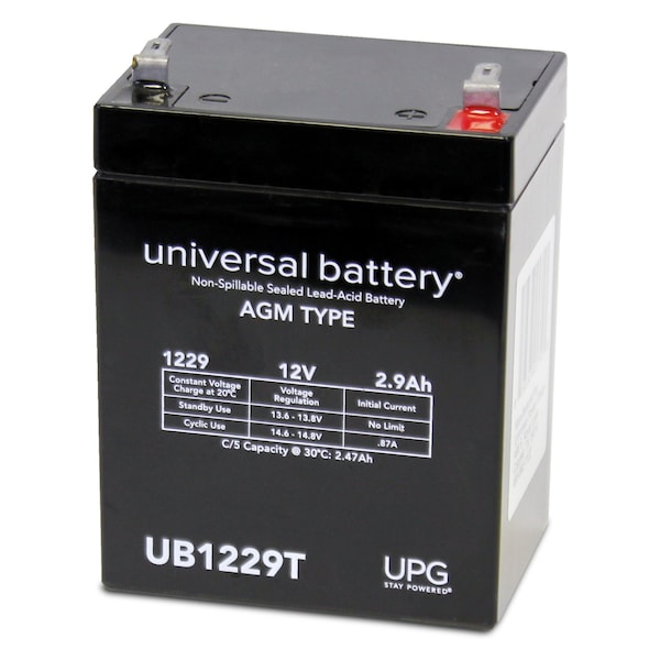 Upg Sealed Lead Acid Battery, 12 V, 2.9Ah, UB1229T, F1 (Faston Tab ...