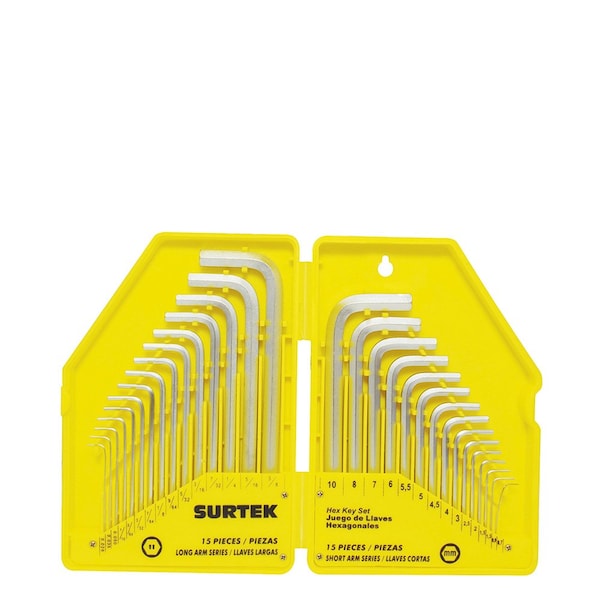 Surtek Combined Hex Key Allen Wrench set, 30 L-shaped pieces in casing ...