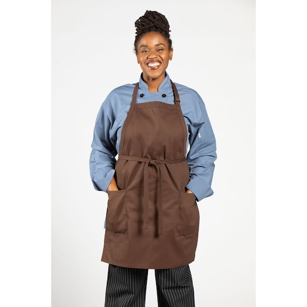 Uncommon Threads 2-Patch-Pocket Bib Apron Brown 3016-0200 | Zoro