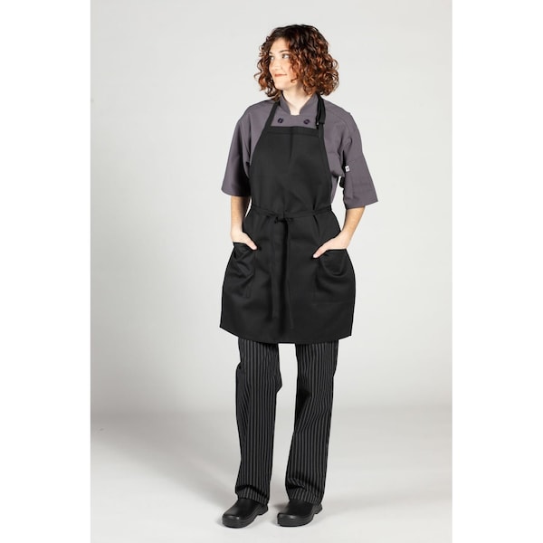 Uncommon Threads 2-Patch-Pocket Bib Apron Blk 3016-0100 | Zoro