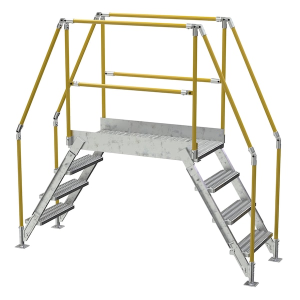Vestil 4 Step Galvanized Steel Cross-Over Ladder 91"x82.15" 500lb ...